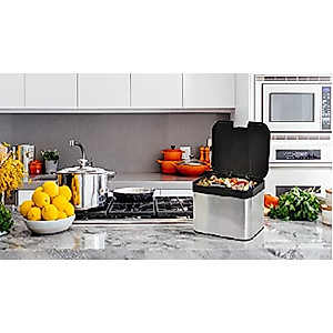 Compost Bin for Kitchen, Countertop Compost Bin, Body Stainless Steel with Lid, 1.13 Gallon with Inner Bucket Compact and Easy Clean (Black Silver)