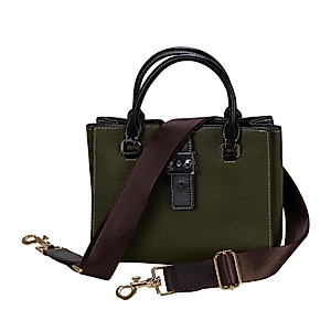 Allzedream Wide Purse Strap Replacement Crossbody Shoulder Bag Adjustable (Chocolate Gold Leather)