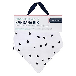 Bebe au Lait Oh So Soft Luxury Muslin Bandana Bib, 4-Layer Muslin Design, Stylish Pattern -Dottie