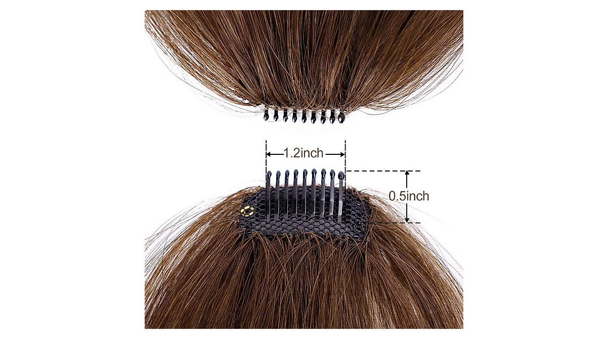 AISI QUEENS Human Hair Clip-In Bangs for Women | Wispy Medium Brown