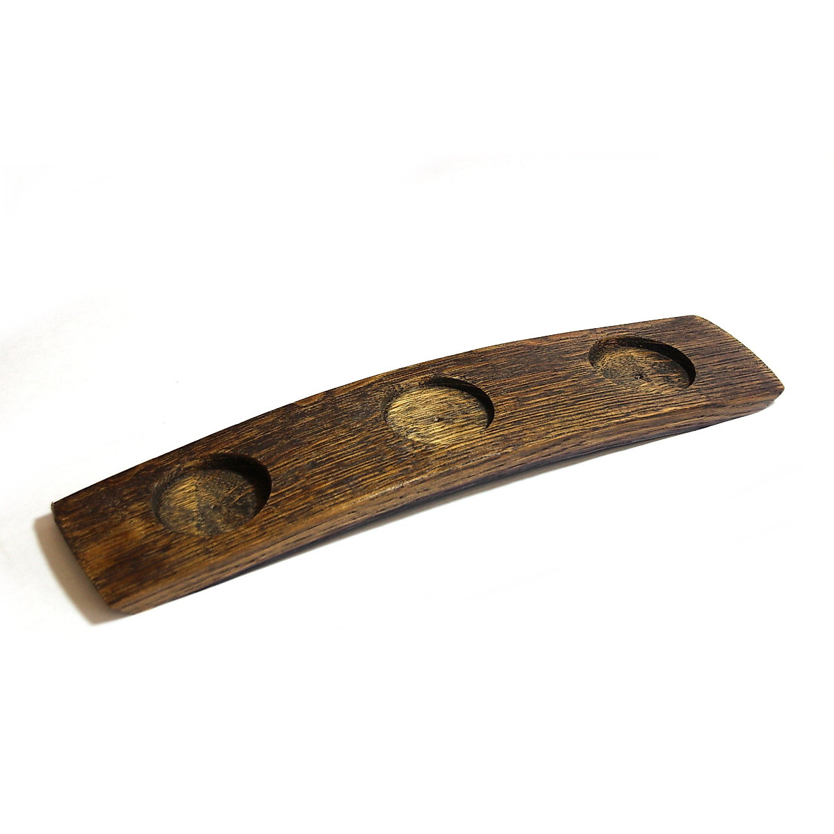 Barrel-Art Barrel Stave 3 Glass Tasting Flight or Serving Tray 2 Oz Glasses Included, Dark Walnut