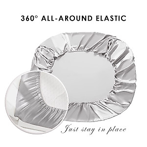 PROMEED 100% Natural Silk Fitted Crib Sheet & Pillowcase Set, 23 Momme Real Silk Nusery Bedding Set with Crib Fitted Sheet and Toddler Pillowcase (Light Grey, Crib)