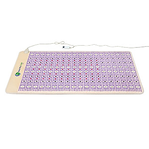 Healthyline Advanced Infrared Heating Pad - Amethyst, Tourmaline and Jade Gemstones - Photon Lights, Negative Ions and Hot Crushed Stones - TAJ Split Inframat Pro (1/2 King, Left)