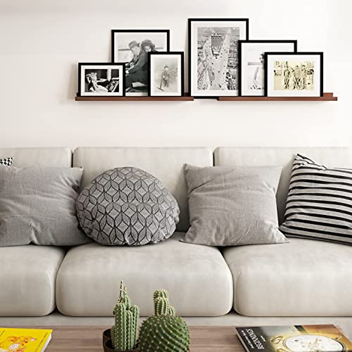 Wallniture Denver 24" Floating Shelves for Wall Collage, Picture Ledge Shelf, Wall Bookshelf for Living Room, Wall Shelf for Kitchen, Kids Room Shelves, Wall Shelves Walnut Color Set of 2