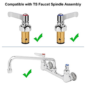 TNROTED Hot and Cold Side Handle Stem Assembly, Brass Spindle Assembly Replacement Fit for All T&S Faucet Valve (Replace 002713-40 002714-40)