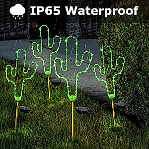 Outdoor Solar Garden Lights, 2 Pack Solar Cactus Walkway Lamp Solar Pathway Light Waterproof Yard Lights Decorative Sparkles Stake Landscape Light for Garden Pathway Lawn Patio Decor