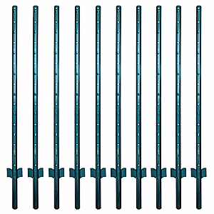 ARIFARO Fence Posts 5 Feet Sturdy Duty Metal Fence Post, Pack of 10, No Dig Garden U Post for Wire Fencing Steel Post for Yard, Outdoor Wire
