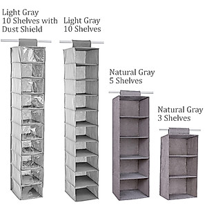 Japarismo Hat Rack Organizer Dust Shield Storage Shelf Hanging Baseball Cap Keep Holder for Closet Clothing and Accessories Shelves (Natural Gray, 3 Shelves 10.6W×10.6D×23.6H)