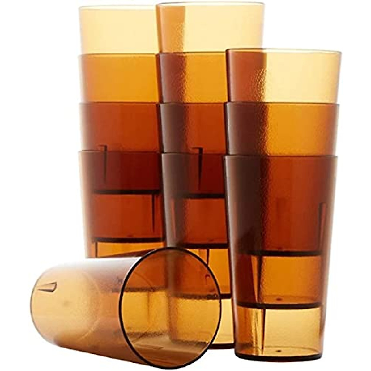 TrueCraftware- Set of 12 Pebbled Tumbler/Drinking Cups 12-Ounce Amber Color- Reusable Premium Water Iced Tea Glasses Stackable Drinking Glasses Dishwasher Safe Break-Resistant for Home Restaurants