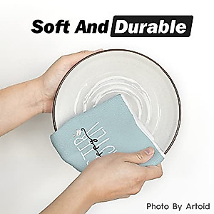 Artoid Mode Buffalo Plaid Bunny Rabbit Eucalyptus Leaves Happy Easter Kitchen Towels Dish Towels, 18x26 Inch Seasonal Spring Decoration Hand Towels Set of 4