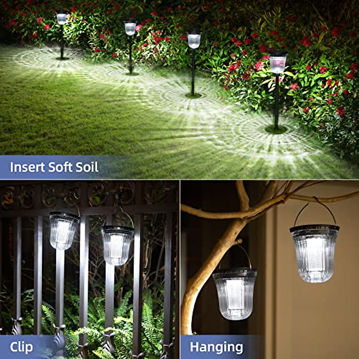 WTGEGF Solar Pathway Lights Outdoor, 4 Pack 200 Lumens Landscape Path Lights, IP65 Waterproof Warm/White Solar Driveway Lights, Long Lasting LED Solar Walkway Back Yard Lights for Garden Lawn Patio
