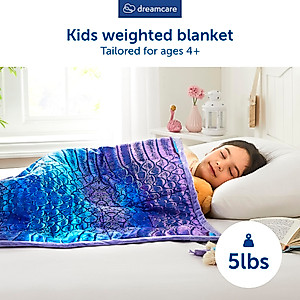 DREAMCARE Kids Weighted Blanket 5 Pounds, Cooling Weighted Blanket Kids, Weighted Blanket for Kids, 36"x 48" Toddler Weighted Blanket, Soft Weighted Blankets, Weighted Blanket for Toddler (Mermaid)