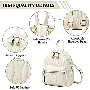 Mini Backpack Purse,ChaseChic Cute Fashion Small Quilted Daypacks for Girls Teens Women PU Leather Shoulder Bags Ladies,White
