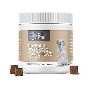 Pet Health Pros Omega Bites for Dogs - Chewable Fish Oil Supplement with Omega 3 Fatty Acids and Vitamin E for Joint Health and Skin & Coat Health - 60 Count