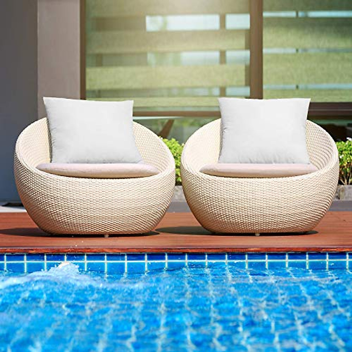MIULEE Pack of 4 14x14 Outdoor Pillow Inserts, Water-Resistant Throw Pillow Inserts Decorative Premium Hypoallergenic Square Pillow Stuffer Sham for Porch Swing Couch Sofa Cushion Patio Furniture