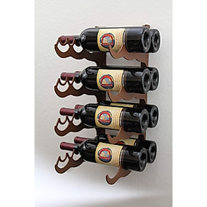 di prima usa Wine Rack Wall Mounted for Wine Bottles - Luxury Metal Wine Rack Mount - Long-Lasting Hanging Wine Rack for Wall Mount, Cellar, Kitchen, Living Room - Triple Depth Row – 12 Bottles