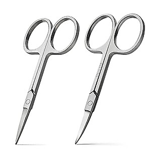 BEZOX Premium Nail Scissors 2PCS,  Professional Curved and Stright Manicure Scissors - Multi-purpose Stainless Steel Beauty Grooming Scissor for Nail, Facial Hair, Eyebrow, Eyelash, Dry Skin