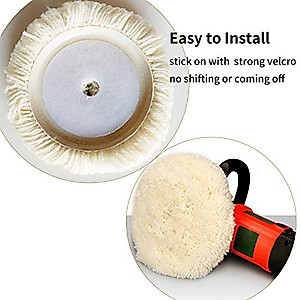 HOFESE Set of 2 Wool Polishing Pads,7inch 100% Natural Wool Hook & Loop Grip Buffing Pad for Compound Cutting & Polishing for Car, Boats, Trucks and Furniture