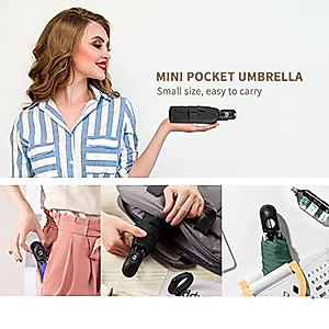 SIEPASA Automatic Travel Compact Umbrella-Small Folding Compact Travel Umbrellas for Rain, Lightweight Small Portable Umbrella, Small Sun & Rain Windproof Umbrella, Gifts for Girls Women Tennagers.(Black)