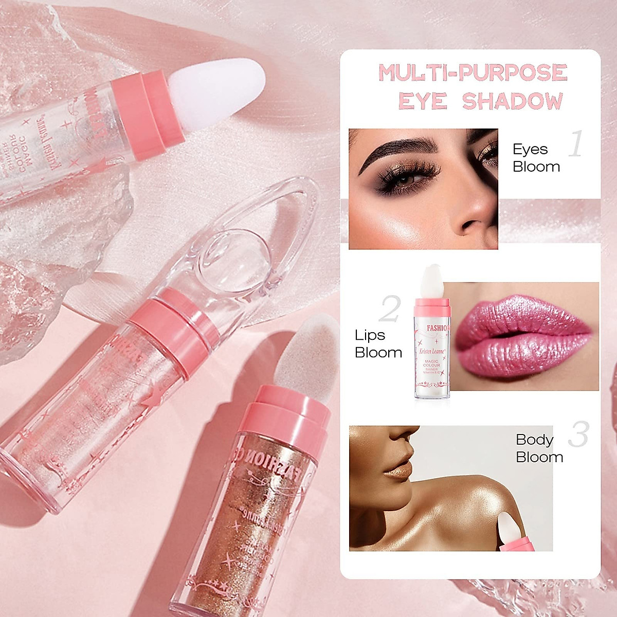 3 Pack Polvo De Hadas Fairy Highlight Patting Powder Body Brightens the Natural Three-dimensional Patting Powder Blusher (White Moonbeam+Pink+Golden Brown)