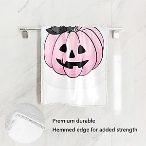 FFYHO Pumpkin Witch's Hat Microfiber Hand Towels for Bathroom 16x30, Pink Halloween Soft Dish Kitchen towels Decorative Fingertip Towel Washcloths for Guest Hotel