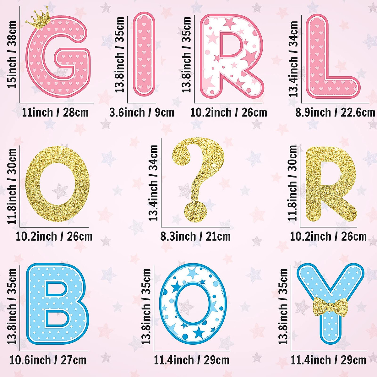 Chinco 10 Pieces Gender Reveal Party Decorations Supplies Baby Shower Plastic Yard Signs Outdoor Letters Lawn with Stakes for Indoor Garden (Boy or Girl)