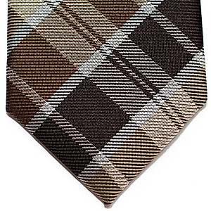 Retreez Modern Classic Plaid Check Styles Woven Microfiber Skinny Tie - Brown