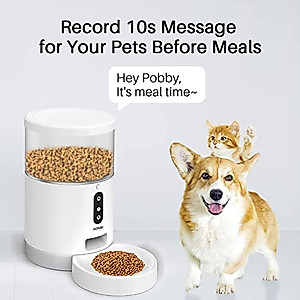 Peteme Automatic Cat Feeder,Smart Pet Feeder 4L with APP Control for Dry Food, 0-10 Portion Control for 1-6 Meals Daily, Auto Food Dispenser for Small Pets with 10s Voice Recording