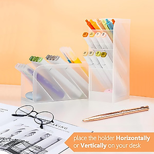 FYY Office Desk Organizers,Pen Holder,Pen Organizer Storage-2Pcs Desk Caddy Organizer with 4 Compartments for Office, School, Home-L-Clear