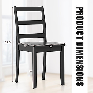 GOFLAME Dining Chairs Set of 4, Ladder Back Side Chairs with Solid Rubber Wood Legs & Non-Slip Food Pads, 2-Pack Space-Saving Armless Dining Chairs for Dining Room, Living Room, Restaurant, Black