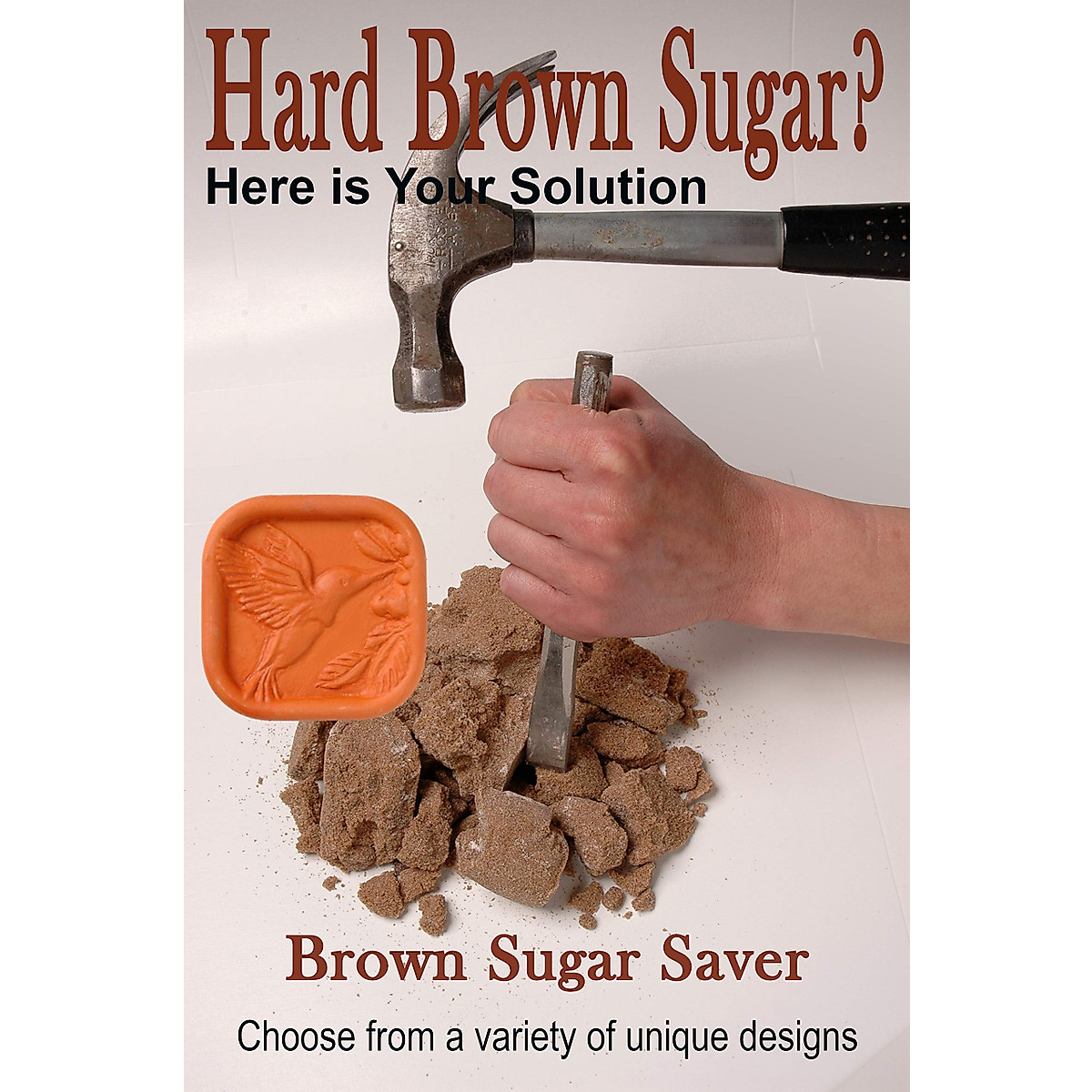 JBK Pottery Brown Sugar Saver - Terra Cotta Humidifying Stone Softens Brown Sugar, Keeps Snacks Crisp and Fresh - Natural Clay Moisture Absorber for Food and Chips