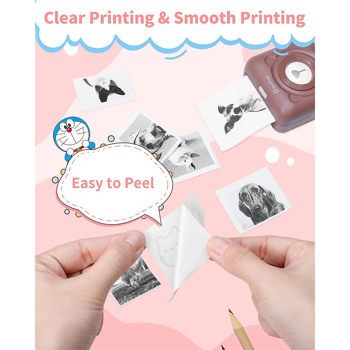 6x Mini Sticker Printer Thermal Printer Paper 57mm x 30mm for PeriPage A6 Portable Pocket Mobile Printer and Other Portable Small Label Maker, Mini Receipt Printer Thermal Paper White Self-Adhesive