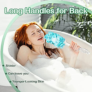 5 Pieces Loofah Back Scrubber for Shower Long Handle Bath Body Brush Shower Brush with Long Handled Deep Cleansing and Exfoliating Bath Loofah Sponge for Men Women in Bathing Accessories