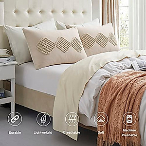 Oli Anderson Pillow Cases Standard Size Set of 2, Tufted and Super Soft Decorative Pillow Covers with Envelope Closure, 20x26 inches, Beige