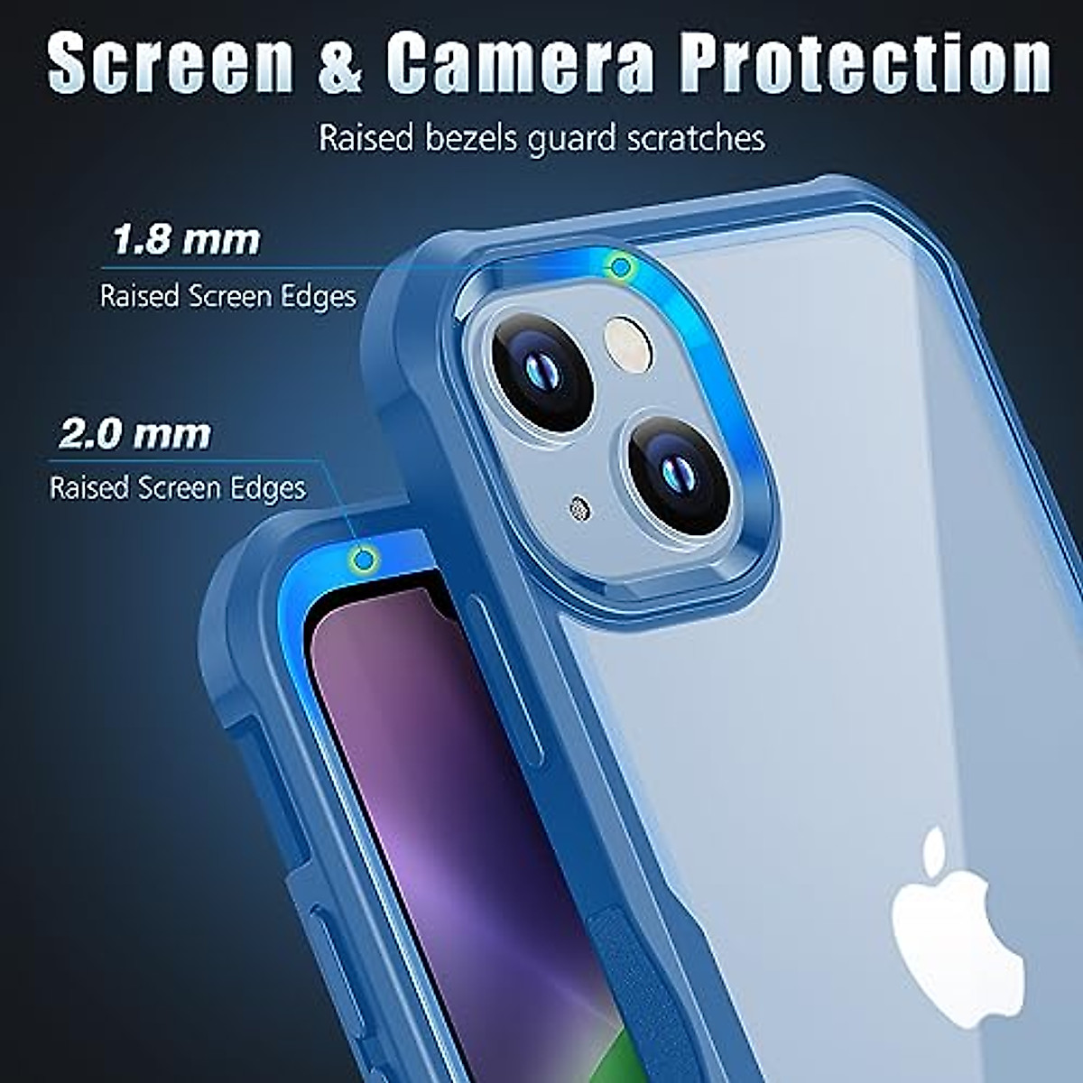 Privacy Case Compatible for iPhone 14 Pro, Anti-peep Full Body Case, Front & Back Tempered Glass Full Screen Coverage, 360 Full protective Anti-spy Shockproof Phone Case for iPhone 14 Pro, Blue