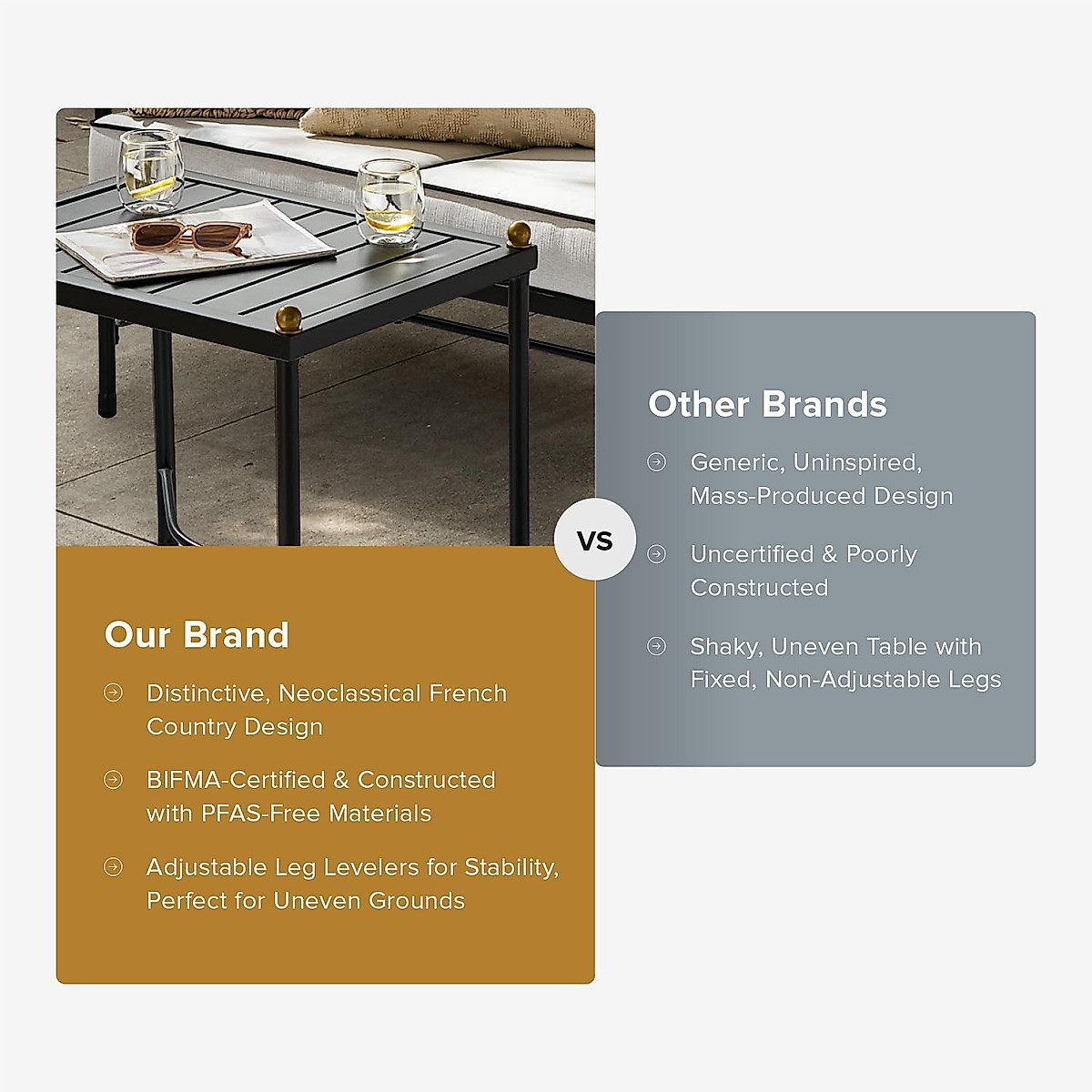 mopio Odelia 3 Piece Outdoor Furniture Set, Bistro Table and Chairs Set of 2, Premium Metal Patio Conversation Set, for Balcony, Small Apartments, Porch, Backyard, Patio Chairs Set of 2, Coffee Table