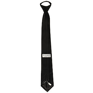 Vesuvio Napoli PreTied Men's Necktie Solid BLACK Color Mens, Black, Size 3.0