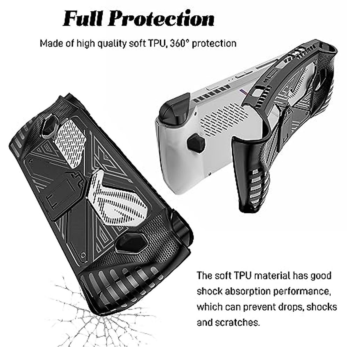 TERPINK Protective Case Compatible with ASUS ROG Ally Handheld 7 inch 2023, Precise Cuts TPU Case with Foldable Stand, Shock Resistant Case Protect from Drops, Impacts and Scratches