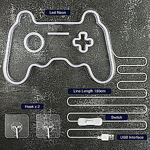 Lepowcoo Neon Sign Gaming, (16 x 11inch) Big Game LED Light Room Decor, Gamepad Neon Controller Signs, Cool Party Wall Decoration for Teen Boys Bedroom, Gamer Room Accessories, Lepowcoo-1