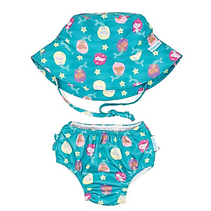 Bumkins Reusable Swim Diaper and Hat, UPF +50, Mermaid, 24 Months