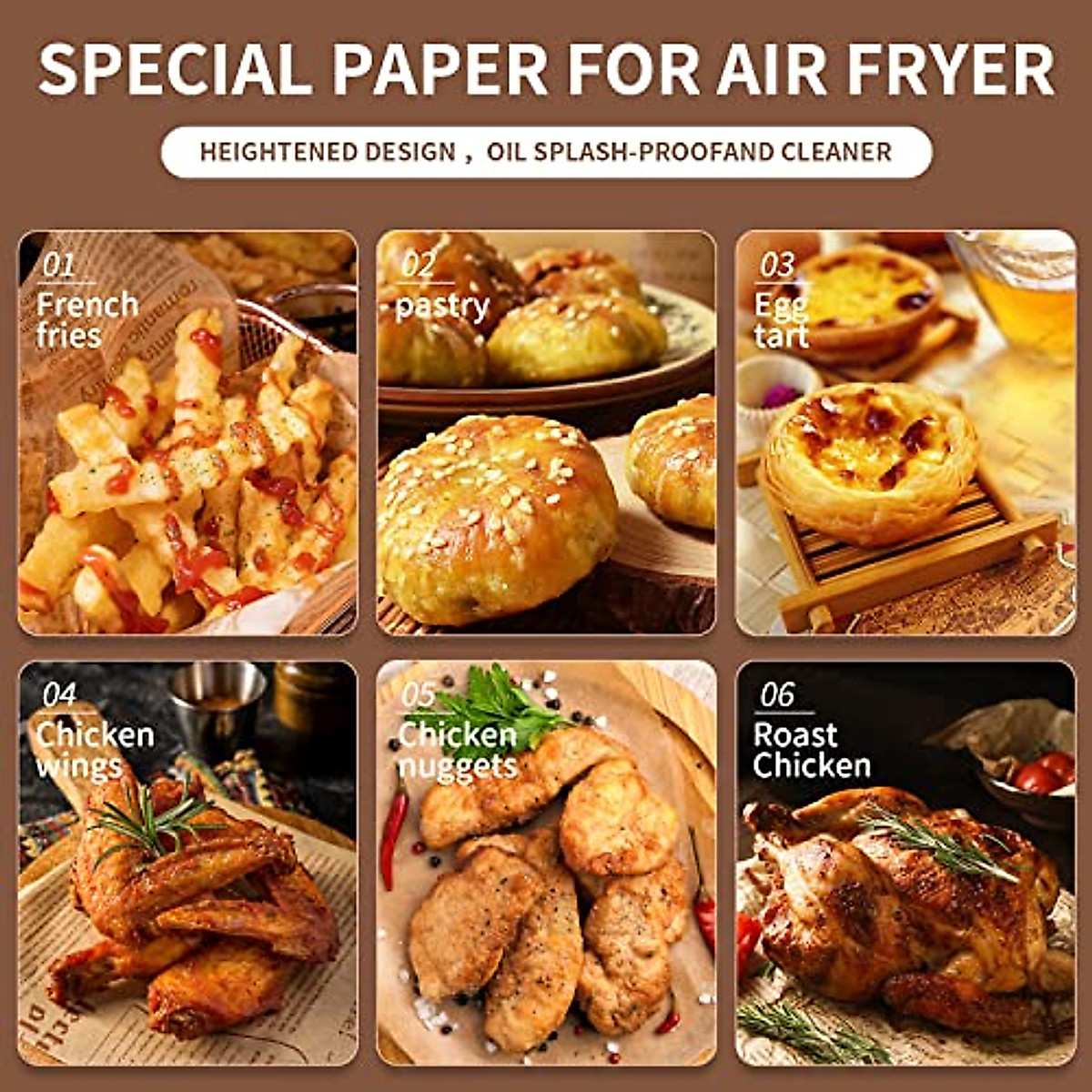 Air Fryer Disposable Paper Liner -150PCS Parchment Paper Baking-Oil-proof Water-Proof,Parchment Paper Liners Air Fryer Rounds-Cooking Baking Paper Air Fryer(150PCS-6.3Inch)