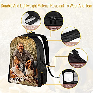 Boneker Custom Backpack Personalized Backpack with 1-9 Photo Customize Your Image Text Name Logo Waterproof Laptop Bag (1 Photo)