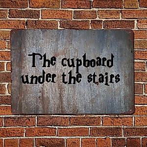 luckluccy Cupboard Under The Stairs Fairy Tale Quote Metal Sign,Retro Rustic Saying Words Bar Men Cave Garden Wall Art,Festival Party Farmhouse Aluminum Sign,Home Decor, 08otsfzuopm1, 20x30cm