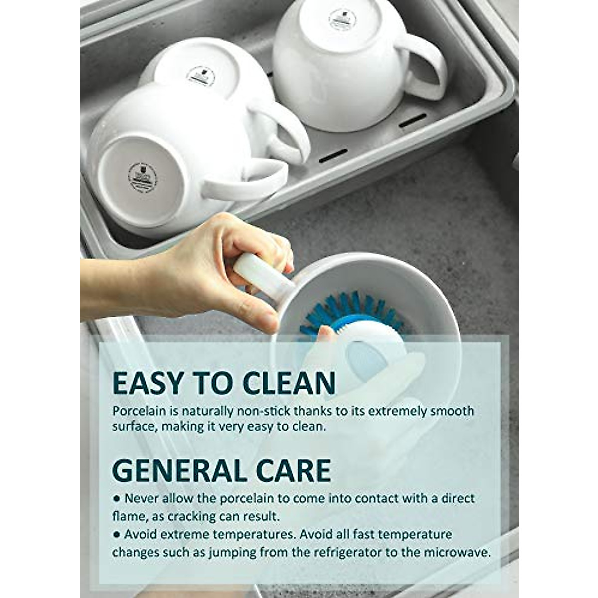 Teocera Porcelain Large Coffee Mugs Set, Jumbo Mugs, Soup Bowls with Handles, 24 Ounce for Coffee, Hot Cocoa, Cereal - Set of 4, White