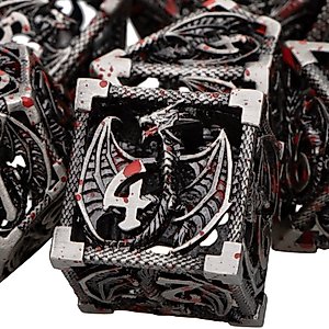 ARUOHHA Hollow DND Metal Dice Set Blood D and D Role Playing Games Dice with Gift Box, Dungeons and Dragons D+D Dice 6 Sided Large Polyhedral Dice RPG D&D Dice Set D20 D12 D10 D8 D6 D4