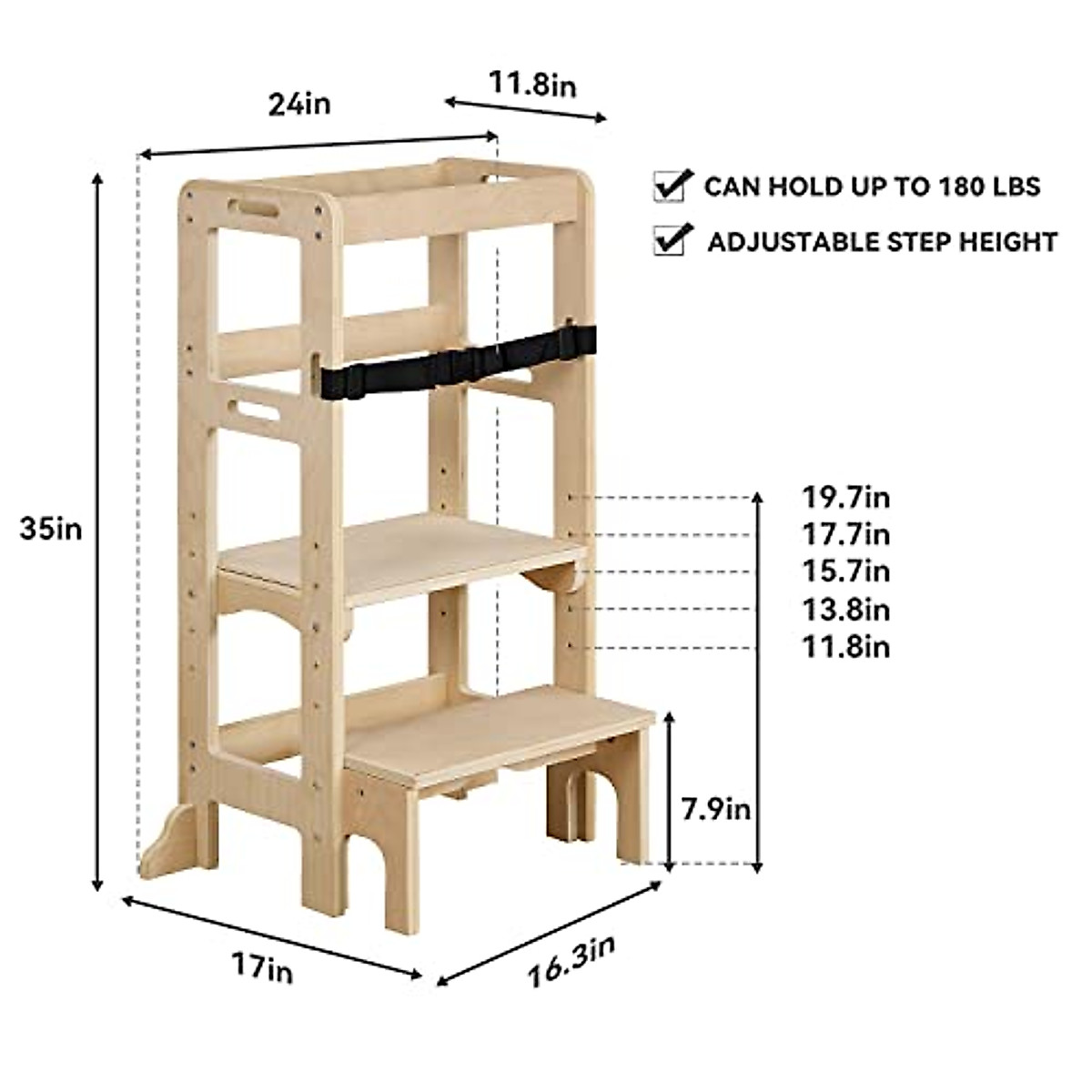 Scolyk Learning Tower for Toddlers 1-3 ：Toddler Tower Kitchen Helper Stool for Toddlers，Toddler Kitchen Stool Helper，Toddler Step Stool Kitchen Helper，Toddler Stool for Kitchen Counter