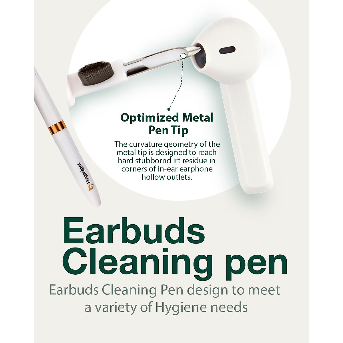 Hygadget Multi-Function Earbuds Cleaner Kit Pen, Hybuds Pen 1.0 Compatible for Cleaning Most Bluetooth Noise Cancelling Headphone, Earphones Such as AirPod Pros 1 2, Samsung Buds and Charging Cases
