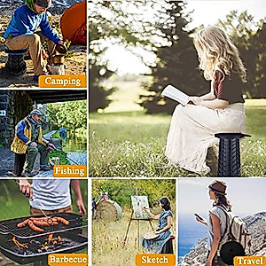 2023 Upgraded-Portable Collapsible Folding Stool, Retractable Telescoping Foldable Camping Stool for Adults for Outdoor Fishing Hiking Gardening Travel BBQ (Black)