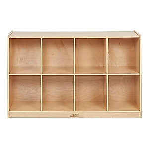 ECR4Kids 8-Compartment Mobile Backpack Storage Cabinet, Classroom Furniture, Natural