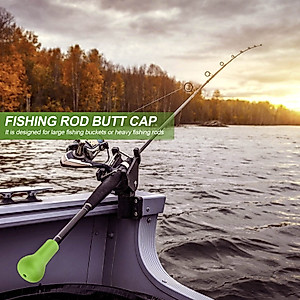 Pteanecay Rod Butt Cushion Fishing Cap,Floating Eva Foam Fishing Rod Cover for Large Fishing Rods (Green)